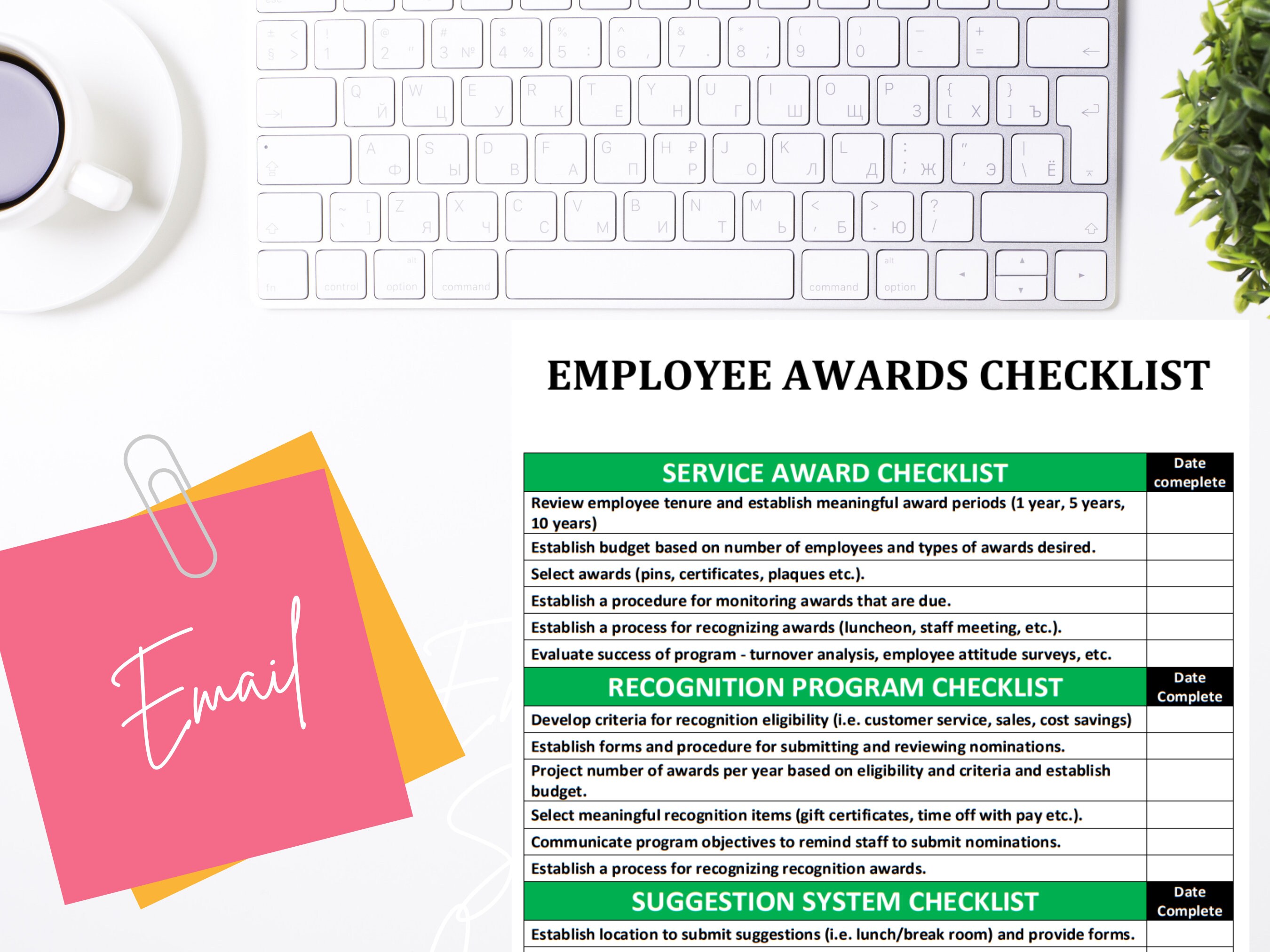 Employee Awards Recognition Program Checklist | Human Resource Form ...