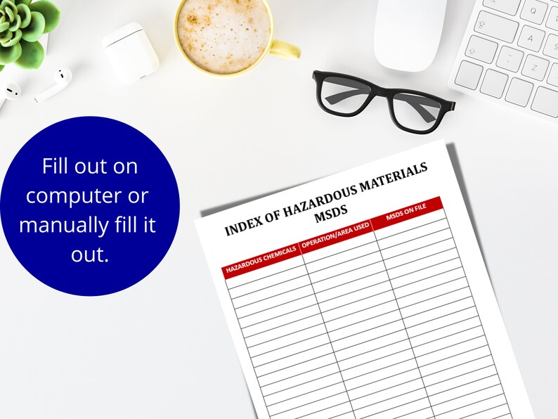 Comprehensive Safety Templates: Index of Hazardous Materials Editable ...