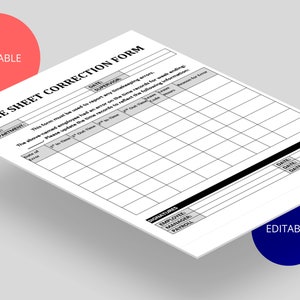 Employee Time Sheet Correction Form: Missed Punch, Time Adjustment ...