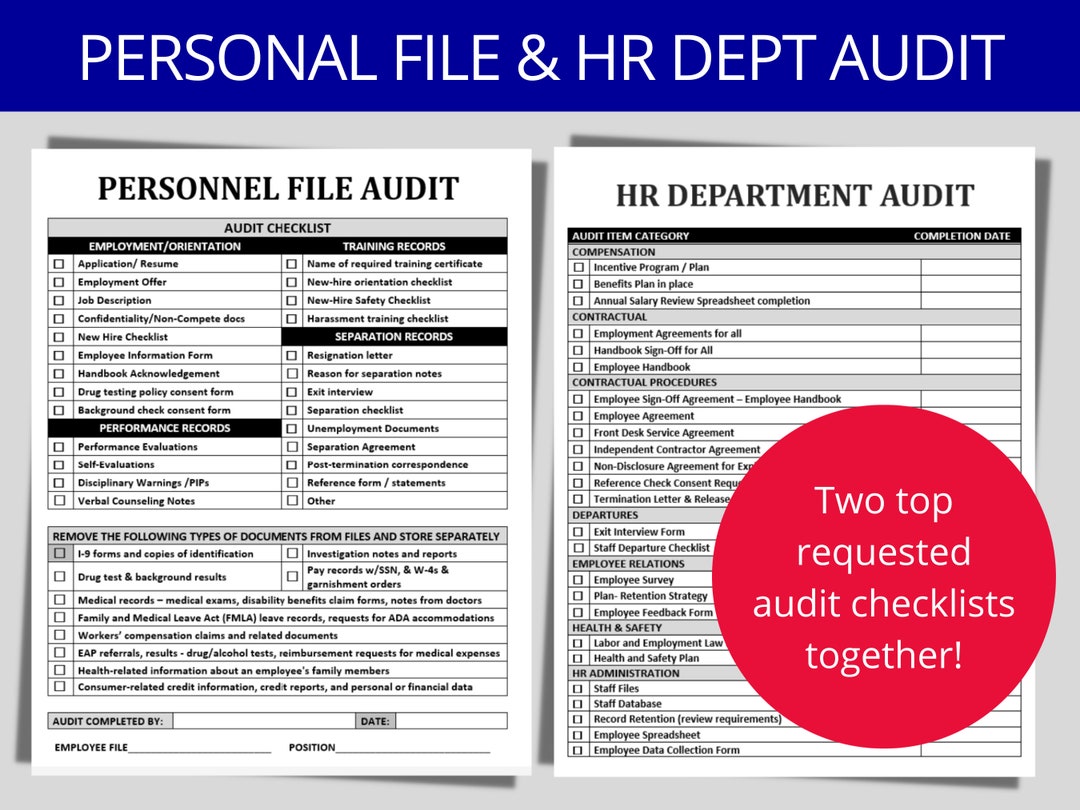 HR Audit & Personal File Audit | 2 in 1 | HR Templates | Human Resource ...