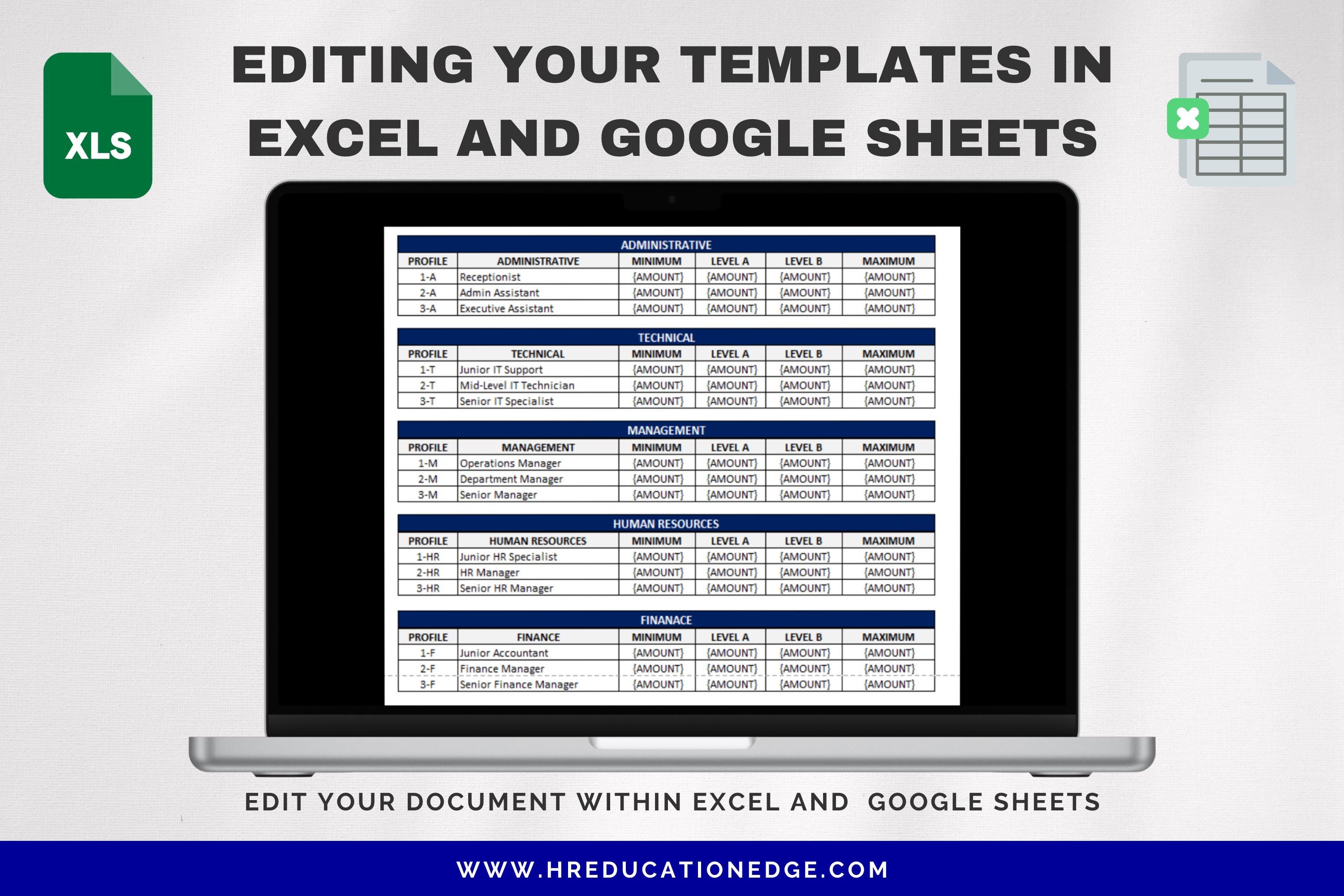 Customizable Salary Scale Template: HR Compensation Management (word ...