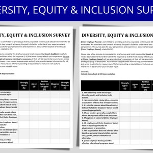 DEI Employee Survey: Diversity, Equity & Inclusion HR Template (digital ...