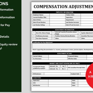 Compensation Adjustment Form: Salary Change Request (digital Download ...