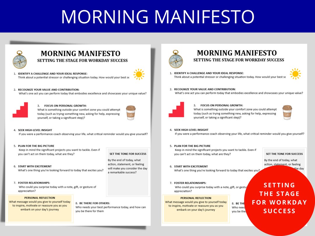 Employee Morning Manifesto Template: Daily Goal Setting (digital ...