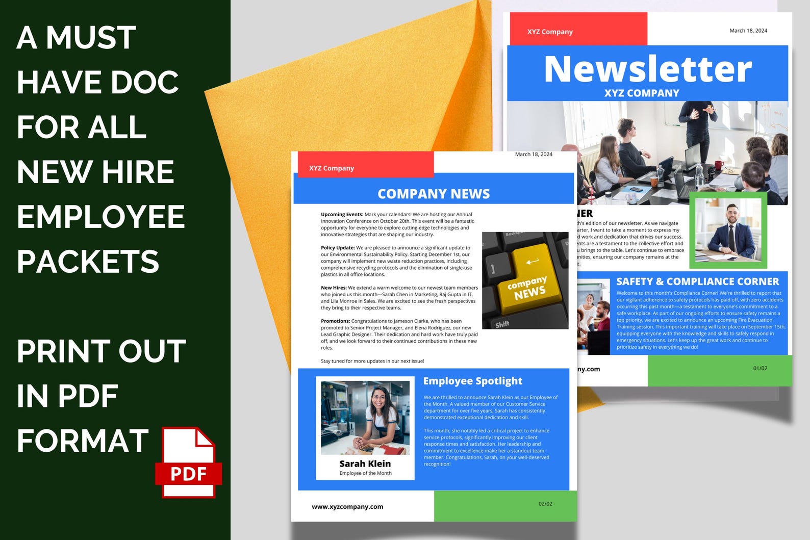 Editable Company Newsletter Template: Employee News in Canva Template ...