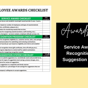 Employee Awards Recognition Program Checklist | Human Resource Form ...
