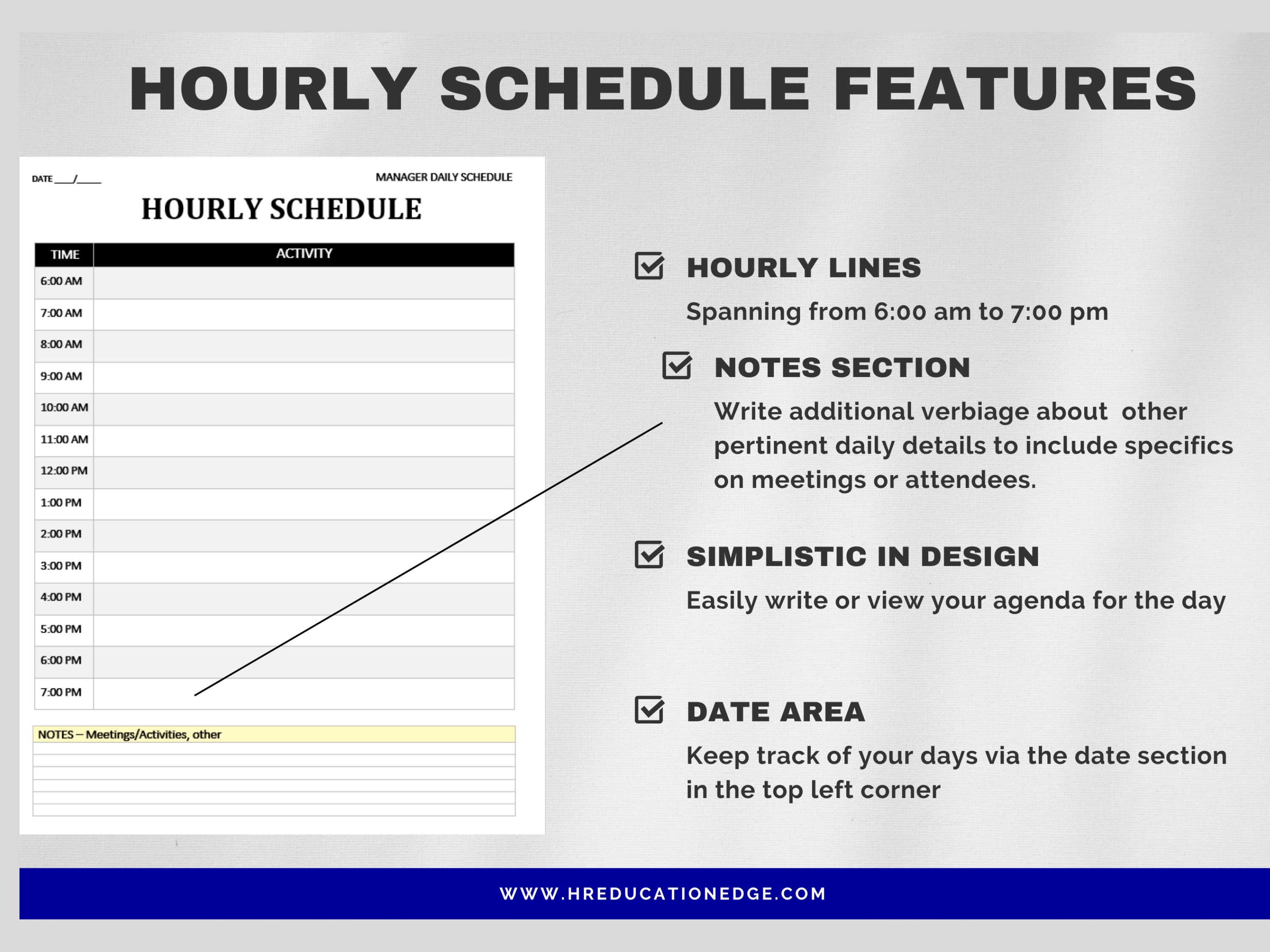 Manager's Daily Agenda & Action Planner: Editable HR Template (digital ...