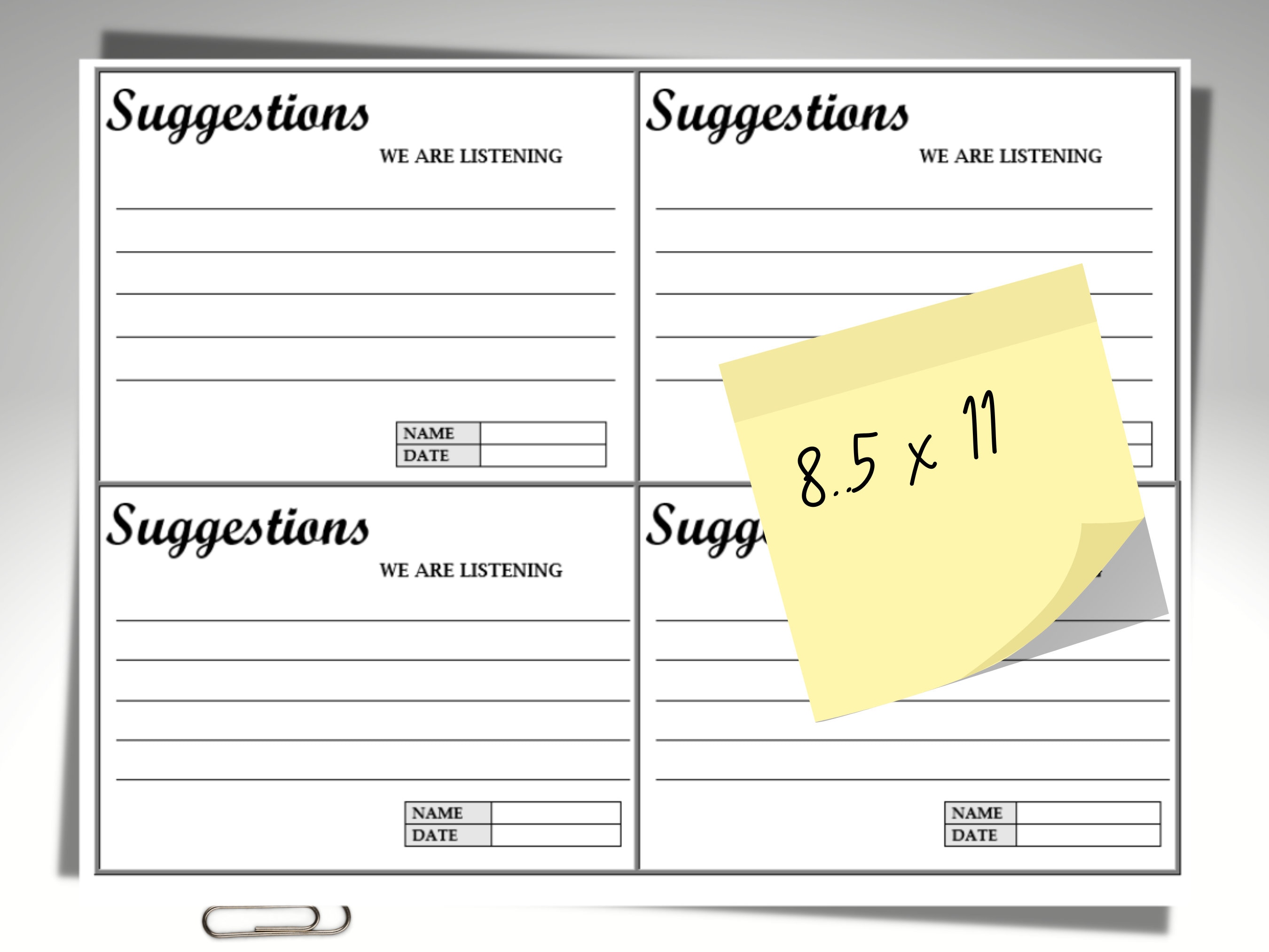 Employee Suggestion Card Template: HR Form (digital Download) - Etsy