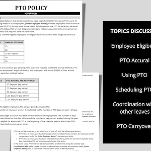 Editable PTO Policy Template: Employee Time-off HR Form (digital ...