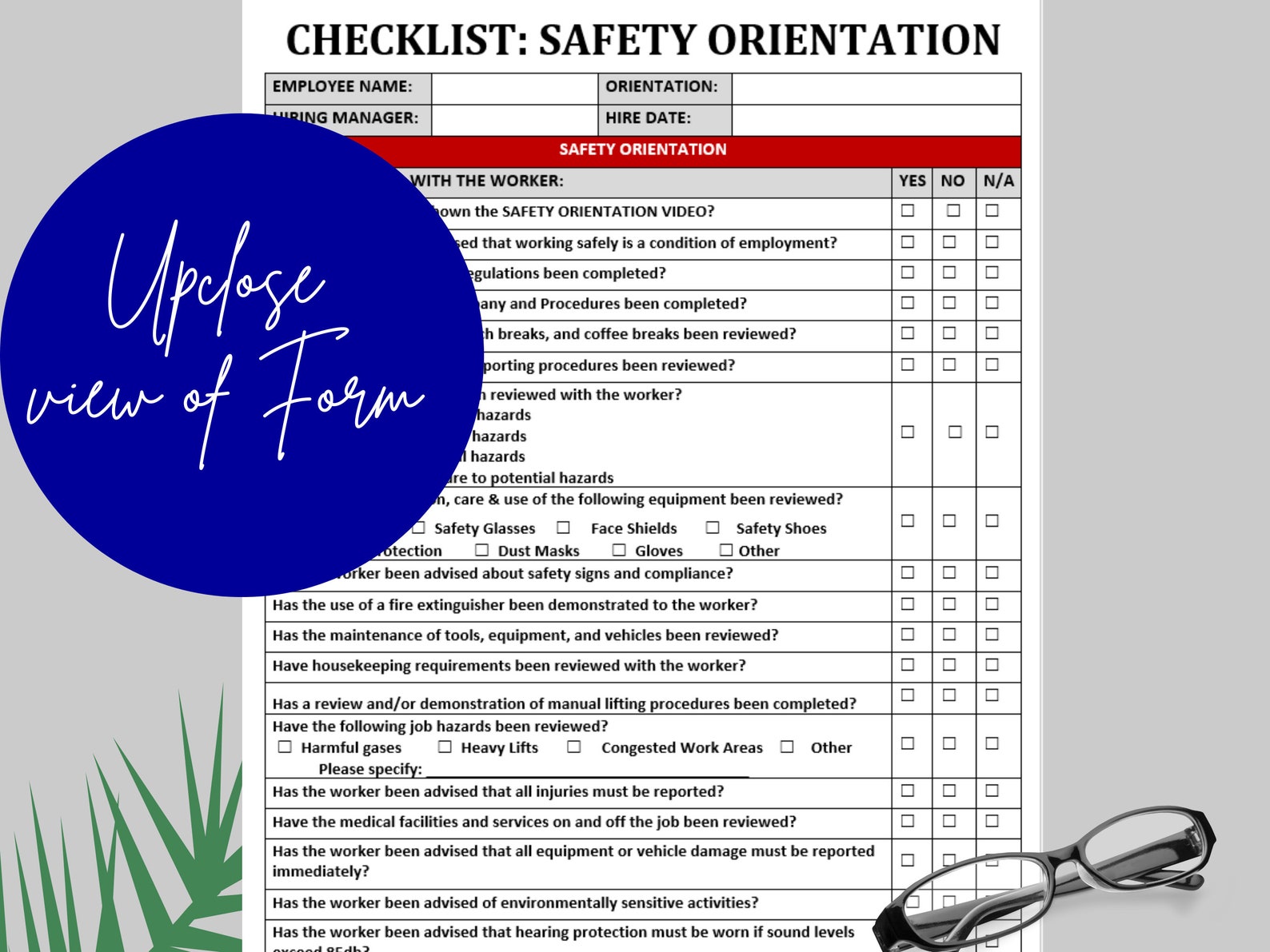 Complete Safety Onboarding Checklist: HR New Hire Template Editable MS ...