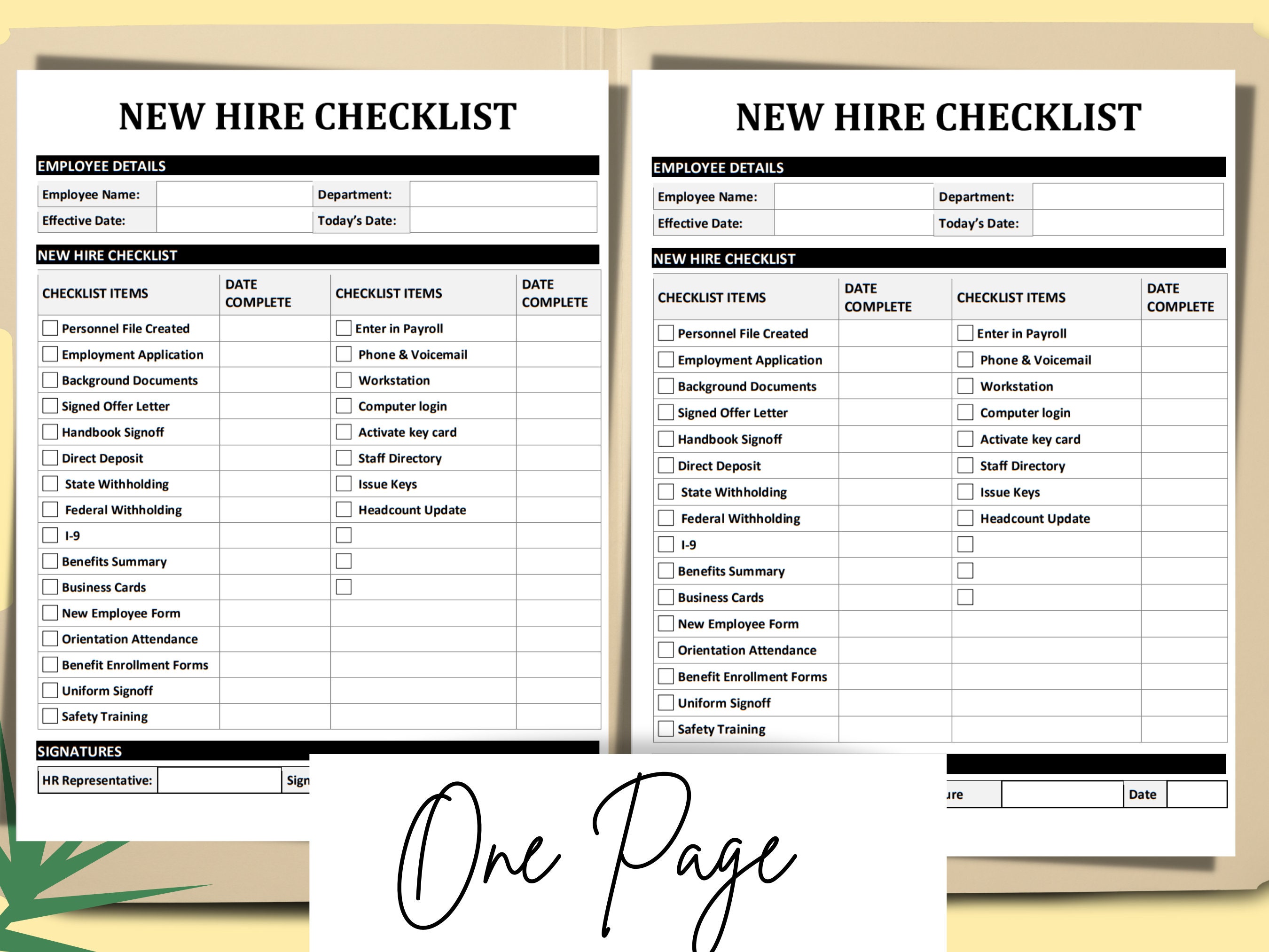 New Hire Checklist Template: HR Onboarding Forms (digital Download) - Etsy