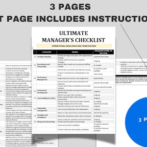 Manager Checklist: Team Oversight, Leadership Training (digital ...