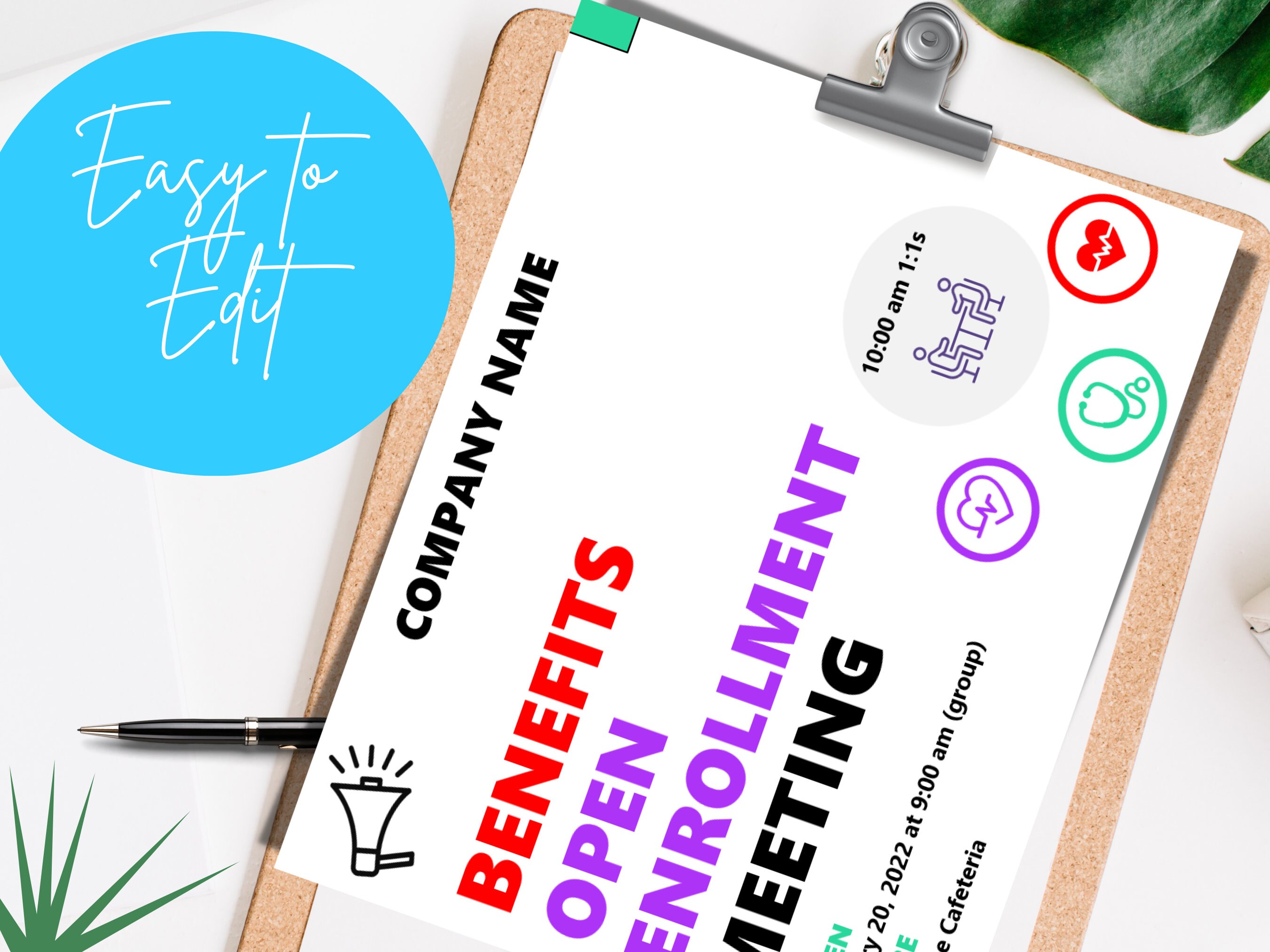 Open Enrollment Benefits Meeting Template: Editable HR Form (MS Word ...