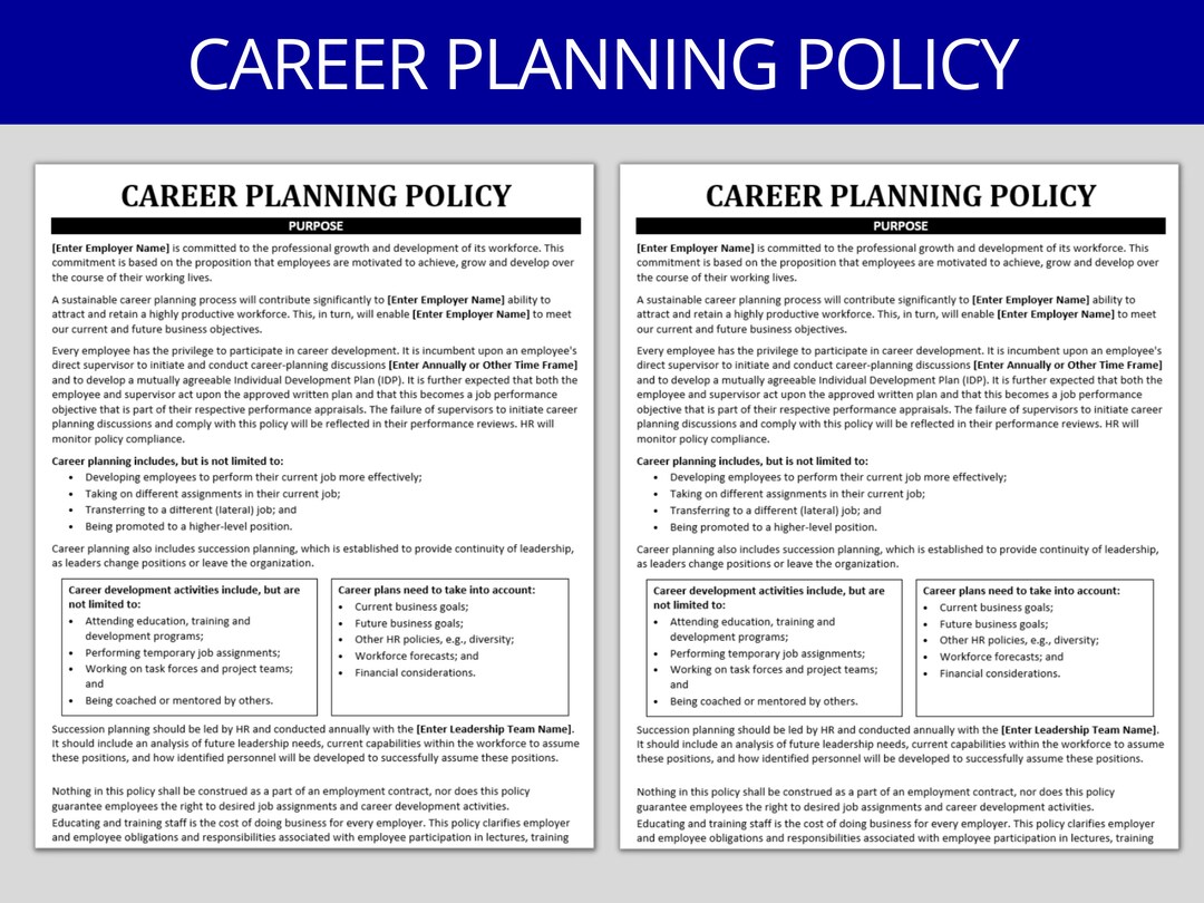 Career Planning Policy | Editable HR Template | Human Resource Form ...