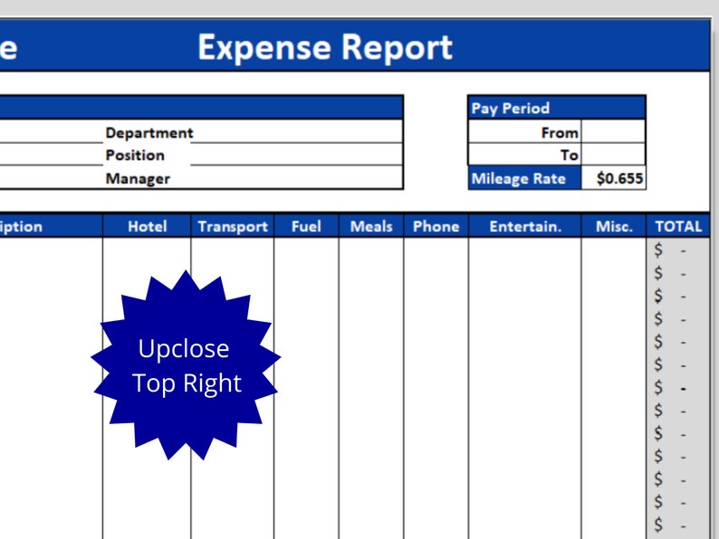 Expense Report Template: Editable Excel Form, HR Template, Payroll ...