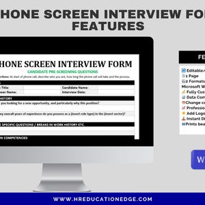Phone Interview Form Template: Candidate Screening (digital Download ...