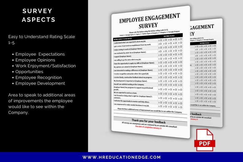 Employee Engagement Survey Template: HR Feedback Form (digital Download ...