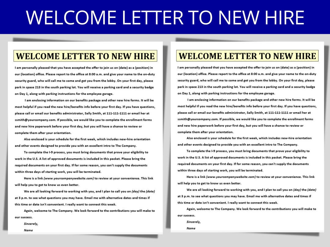 New Employee Welcome Letter: HR Onboarding Letter for New Hire - Etsy