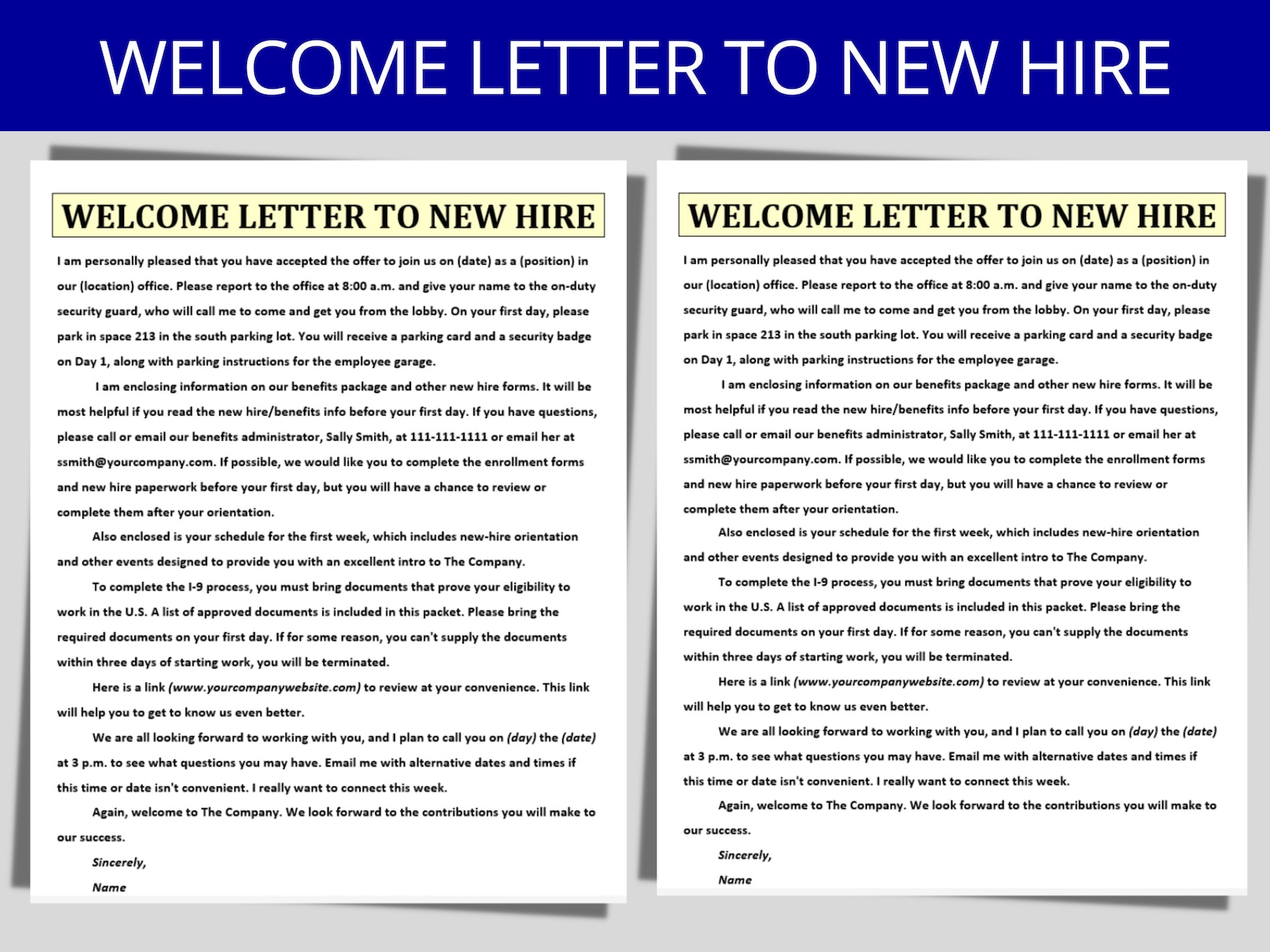 New Employee Welcome Letter: HR Onboarding Template (editable Word) - Etsy