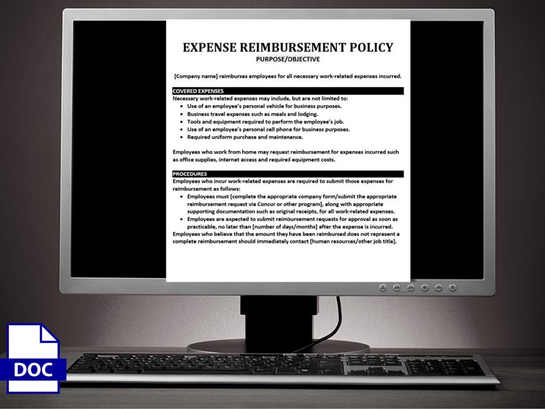 Expense Reimbursement Policy MS Editable Word Template Human Resources ...