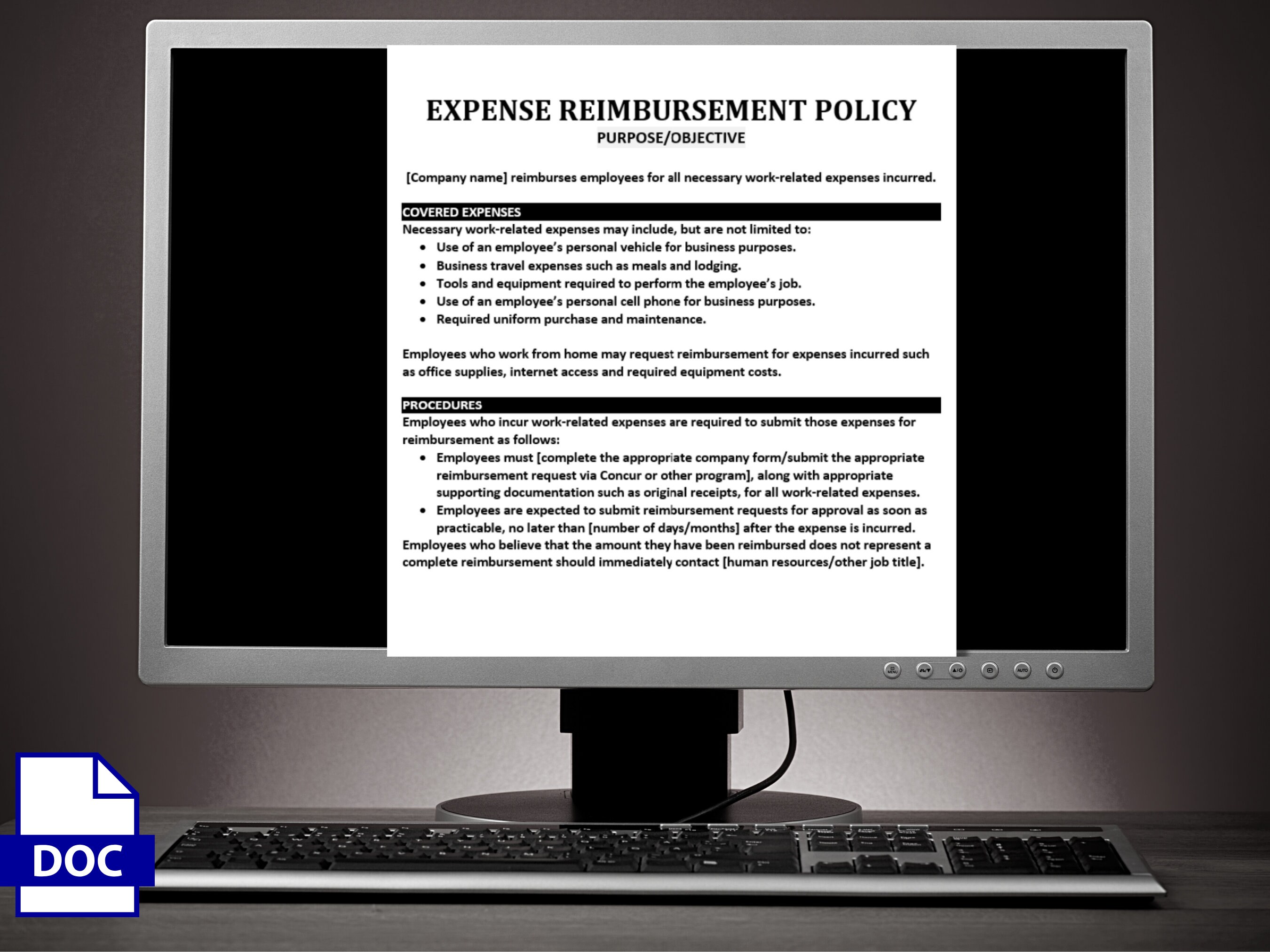 Expense Reimbursement Policy | MS Editable Word Template | Human ...