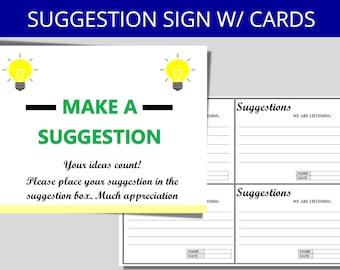 Buy Employee Suggestion Box Form Suggestion & Feedback Box Cards HR ...