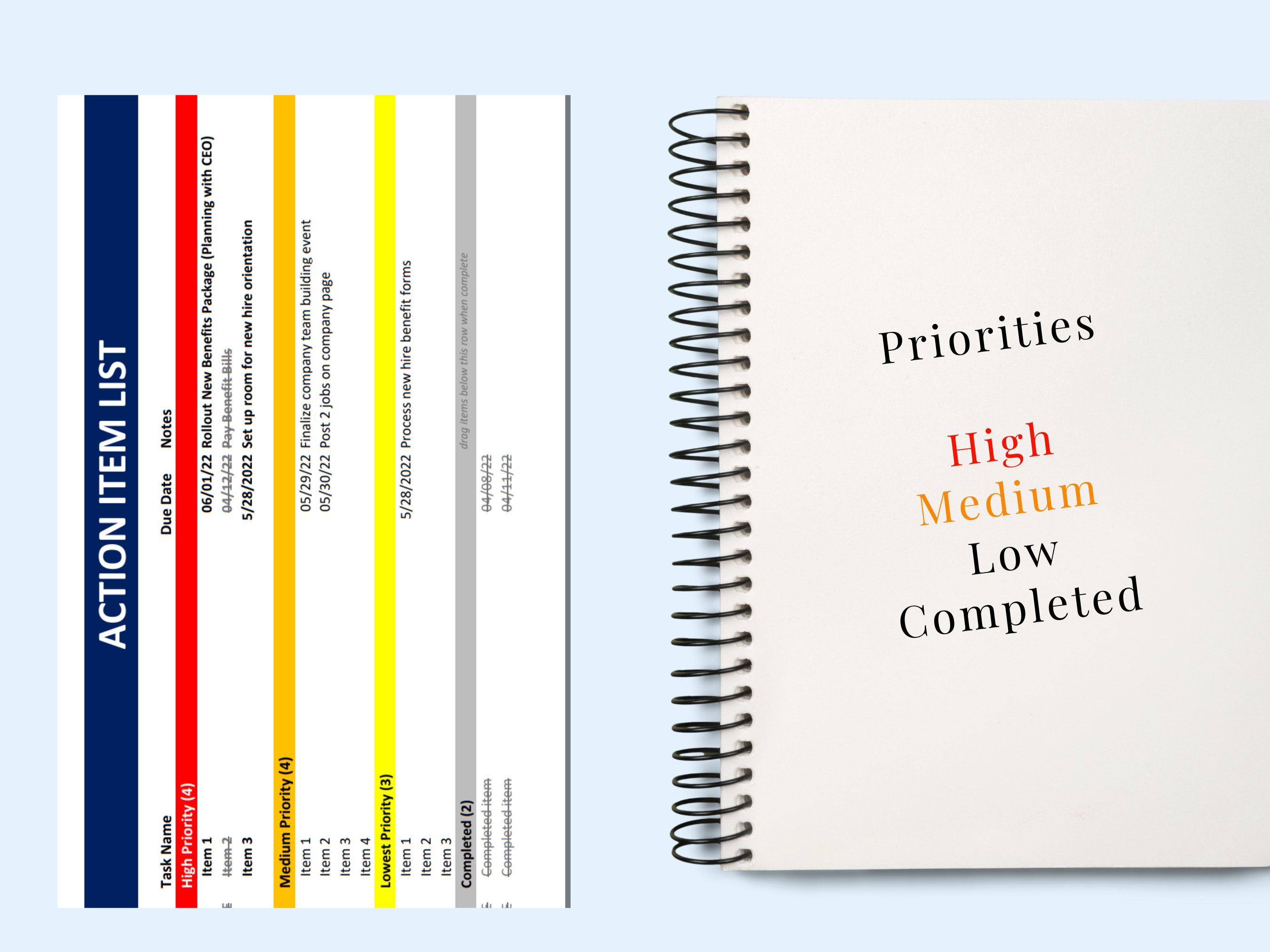 Simplified HR Action List: Editable Excel Sheet for Prioritizing Tasks ...