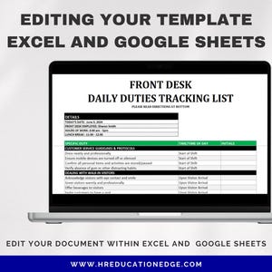 Front Desk Reception Checklist: Daily Duties Template (digital Download ...
