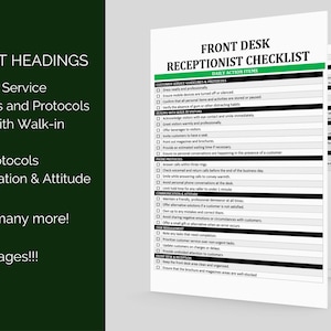 Receptionist Training Checklist: Front Desk Customer Service (word ...