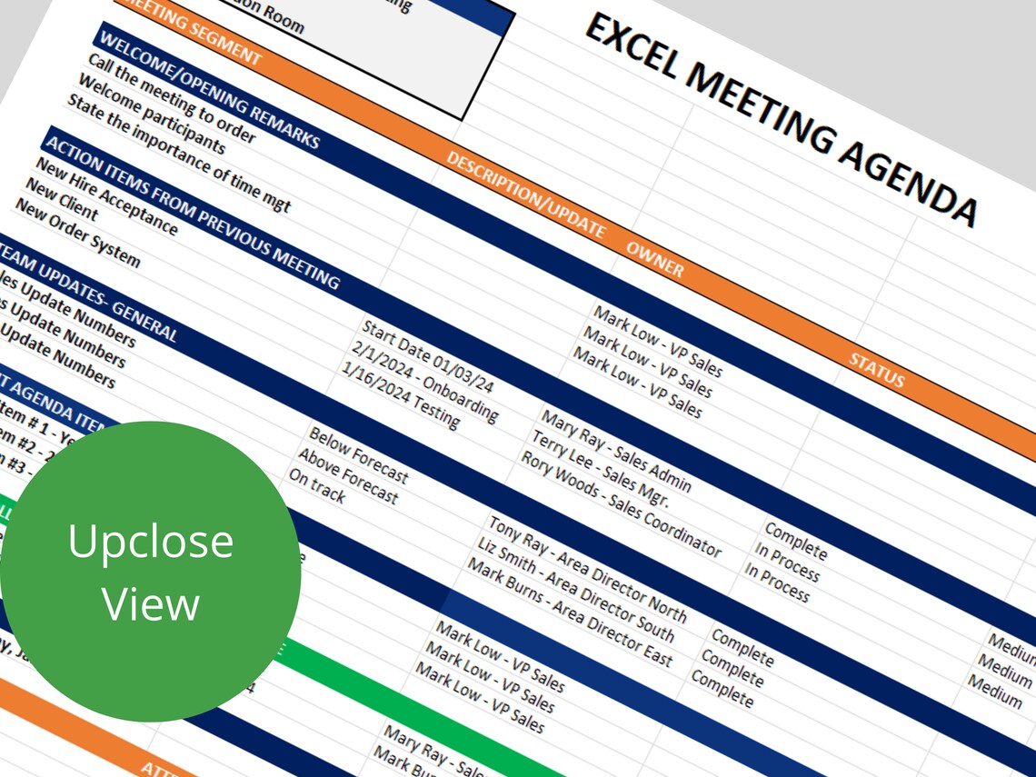 Staff Meeting Agenda: Excel Spreadsheet Template (digital Download) - Etsy