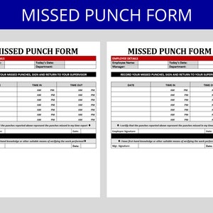 Missed Punch Form: Editable HR Template for Payroll (8.5x11 & A4) - Etsy