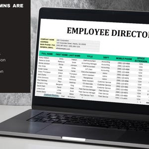 Employee Directory Template: Excel Company Contact List (digital ...