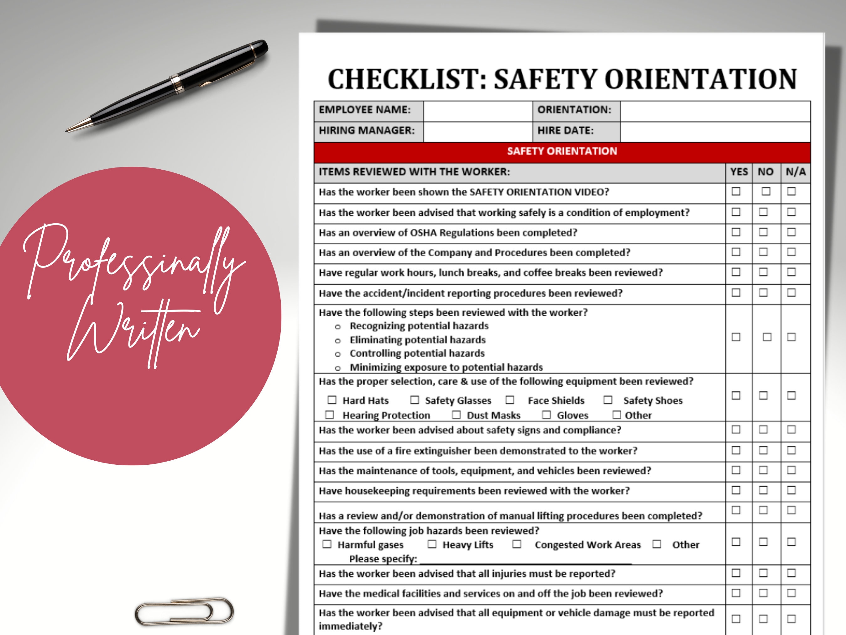 Complete Safety Onboarding Checklist: HR New Hire Template - Etsy UK