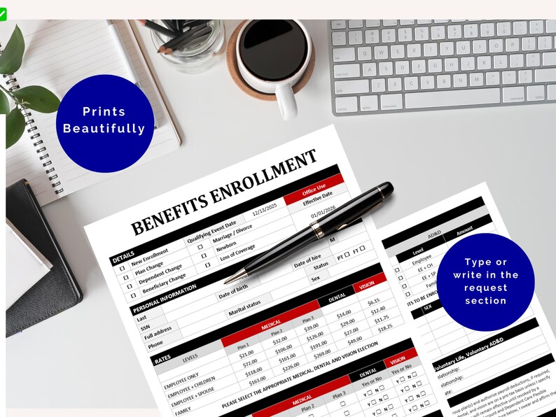 Employee Benefits Enrollment Template: HR Health Insurance Open ...