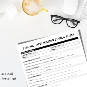 Employee Application / Resume Review Form: HR Templates | Human ...