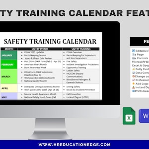 Workplace Safety Training Calendar: OSHA Compliance (digital Download ...