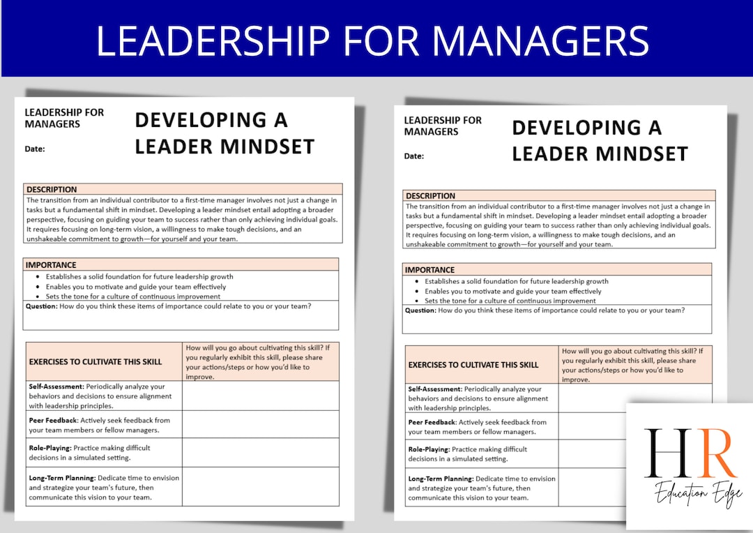 Manager Leadership Worksheet: HR Training Template (digital Download ...