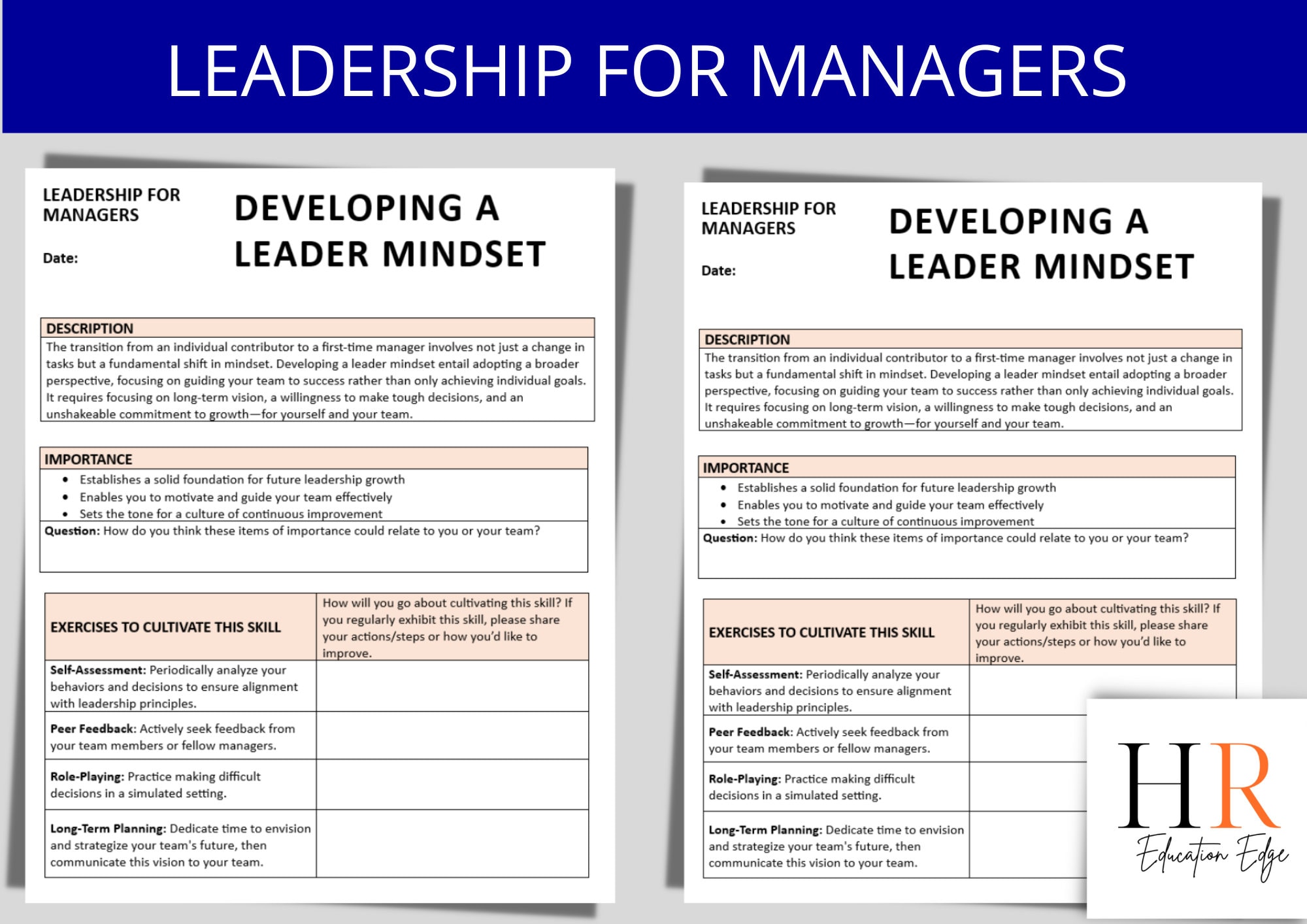 Manager Leadership Worksheet: HR Training Template (digital Download ...