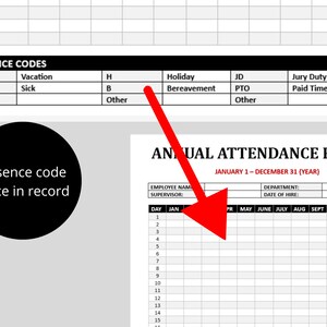 Employee Attendance | Annual Record | Absence Tracker | Yearly Absences ...