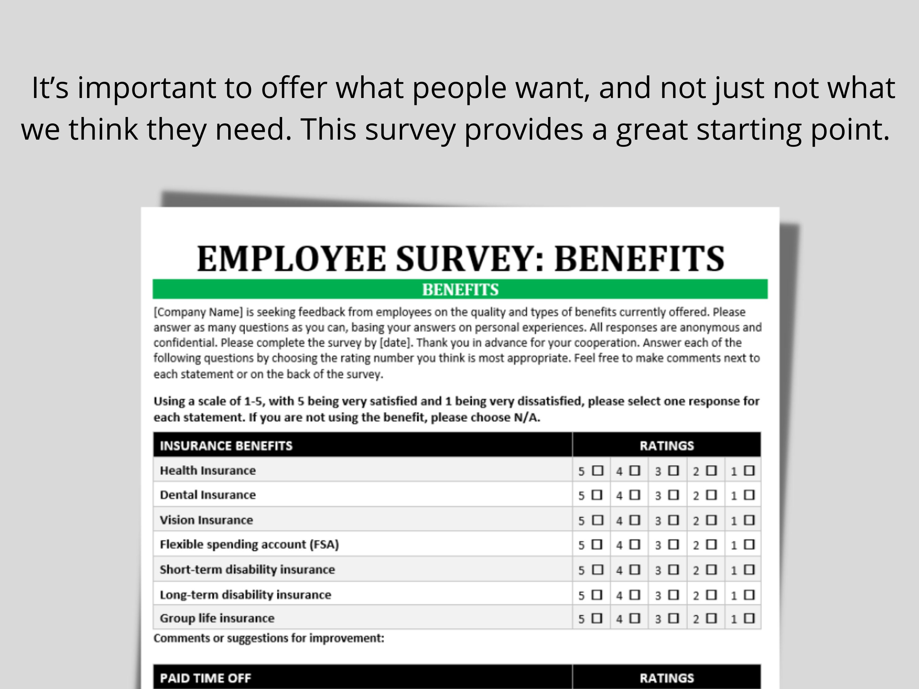 Employee Benefits Survey: Medical, Dental, PTO, Voluntary Total Rewards ...