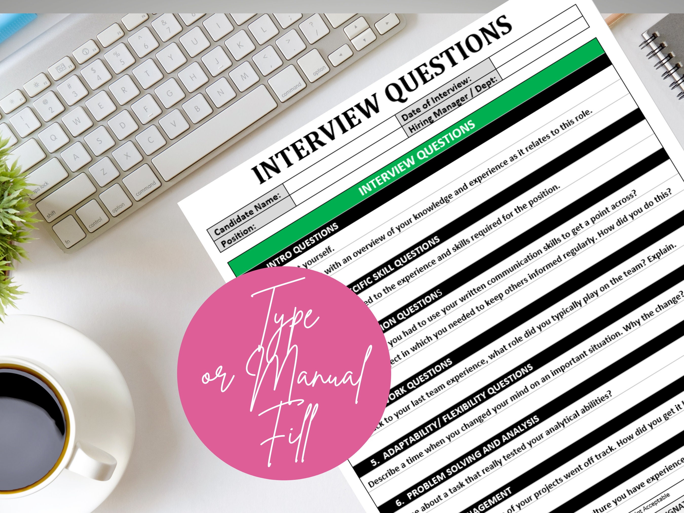 Interview Questions Template Human Resources Behavioral - Etsy Canada