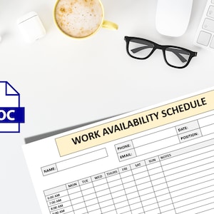 Employee Availability Form: Weekly & Hourly Schedule Template Work ...