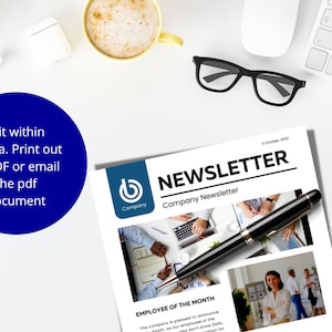 Company Newsletter Template: Editable in Canva Employee News ...