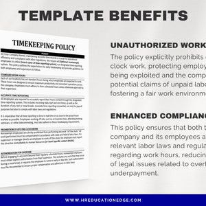 Timekeeping Policy Template: HR & Payroll Compliance (digital Download ...