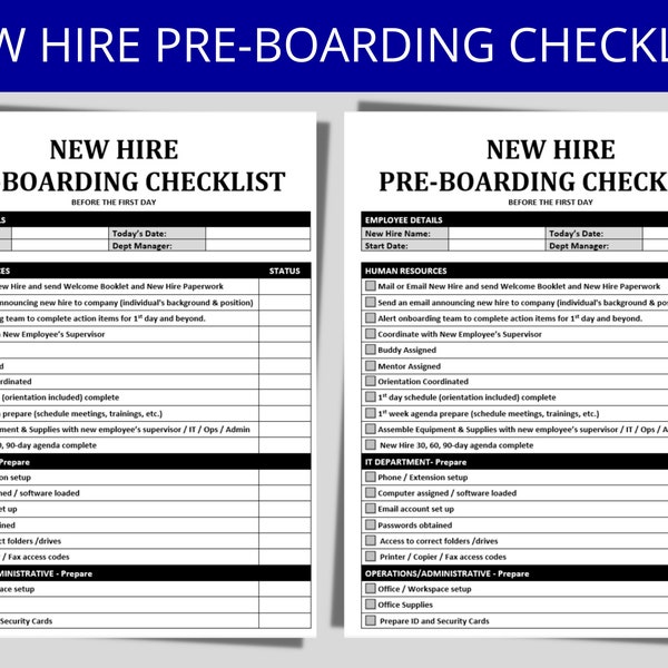 Pre Hire Checklist - Etsy