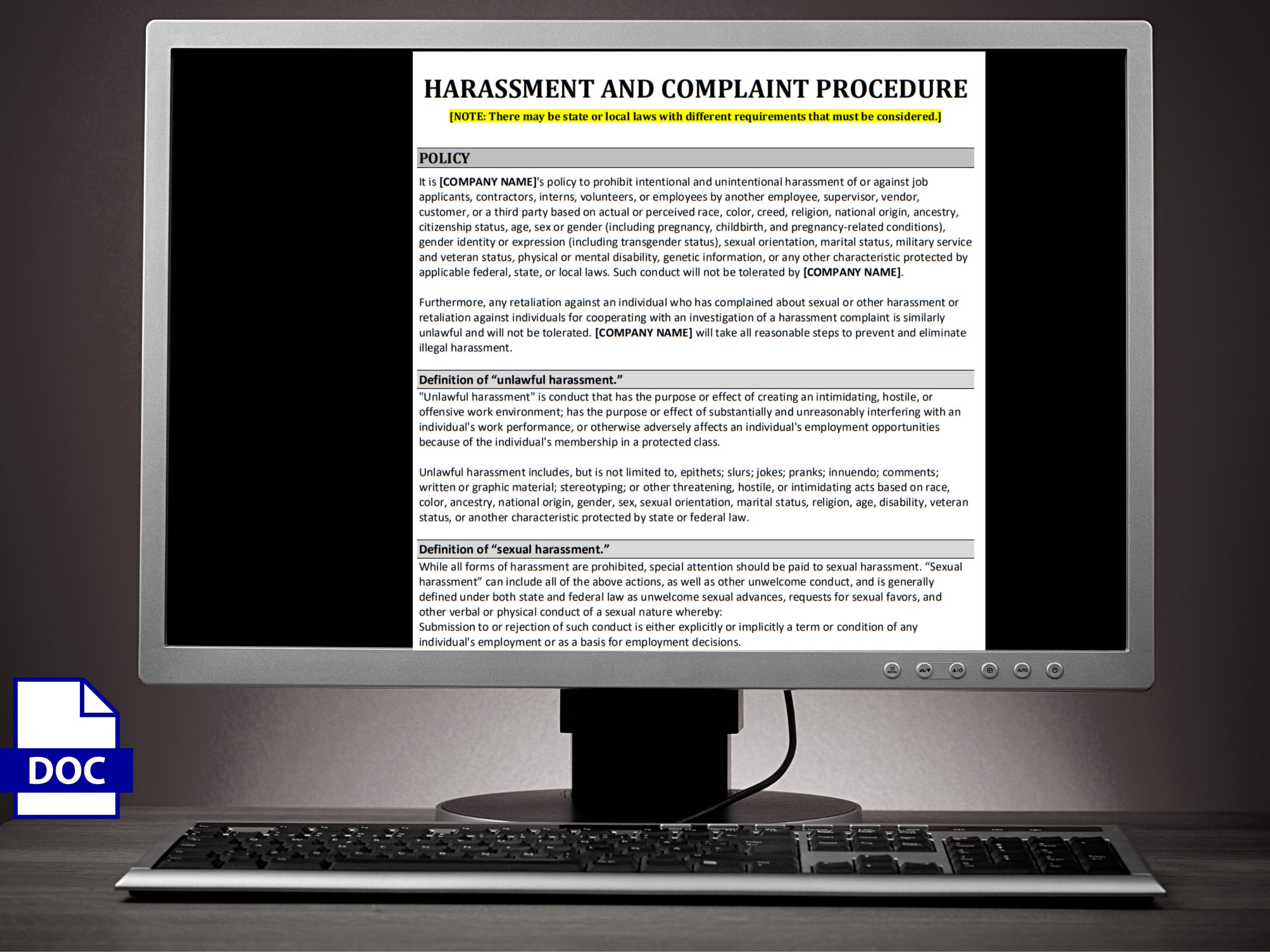 Harassment & Complaint Policy Template: MS Editable Word | HR ...