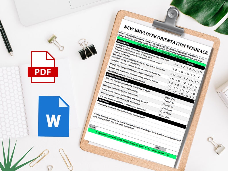 New Hire Orientation Survey Template: Employee Feedback (editable Word ...