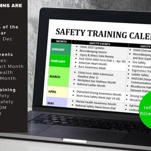 Workplace Safety Training Calendar: OSHA Compliance (digital Download ...