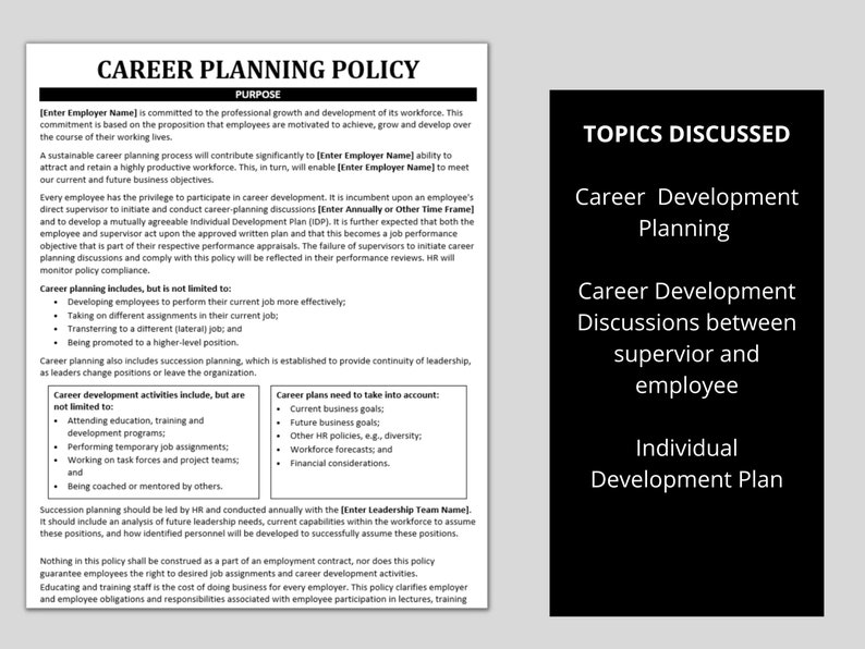 Editable Career Planning Policy Template: HR Resource (digital Download ...
