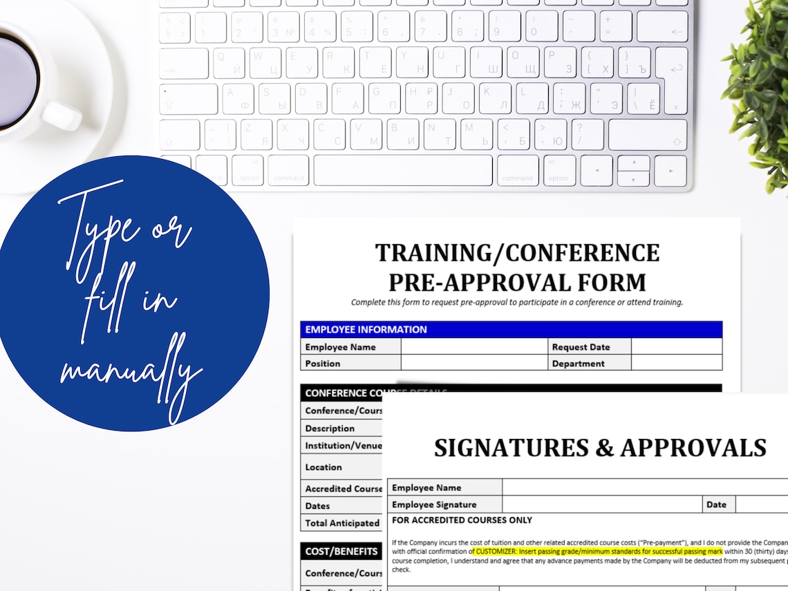 HR Pre-approval Form for Employee Training and Conferences - Etsy
